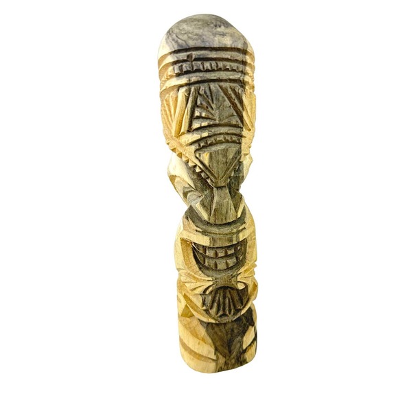 unknown | Art | Hand Carved Wood Tiki Man Statue Tropical Smiling Totem ...